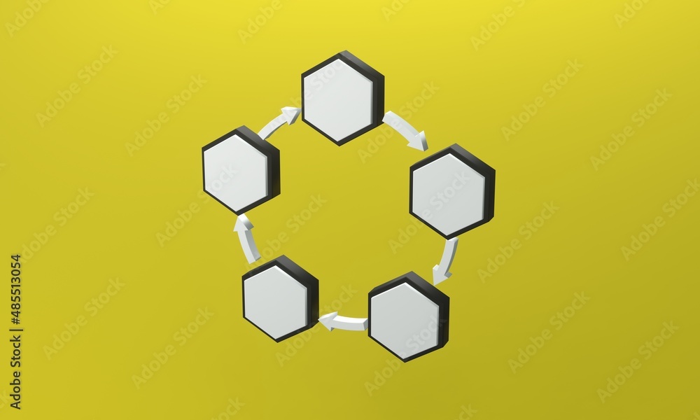 Infographics design template. Schematic closed cycle of five steps in ...