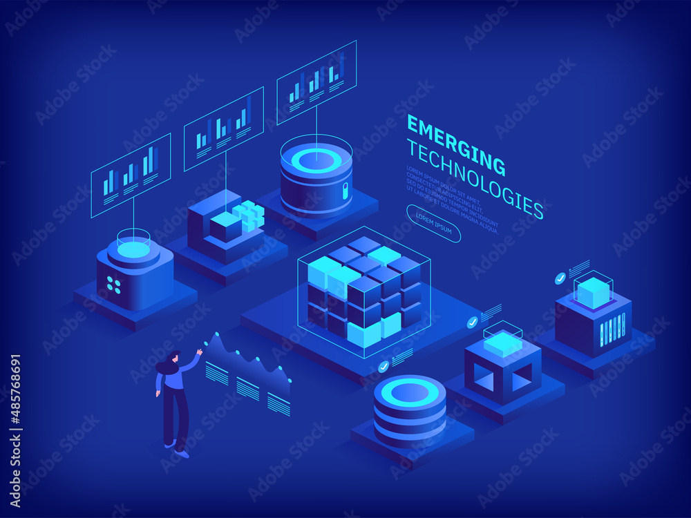 Emerging technologies and Digital innovation concept. Blockchain and ...