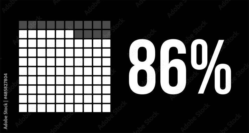 86 percent diagram, eighty-six percentage vector infographic. Rounded ...