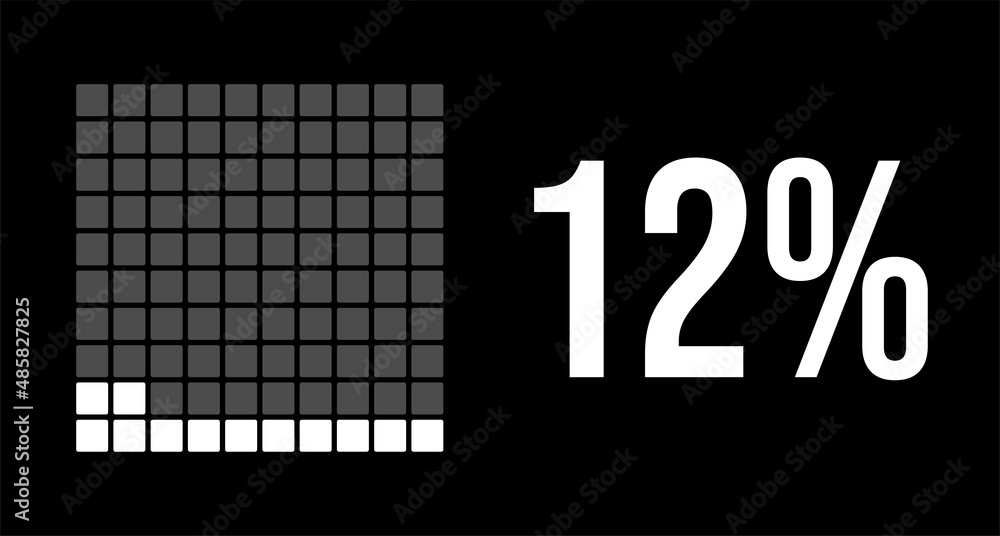 12 percent diagram, twelve percentage vector infographic. Rounded ...