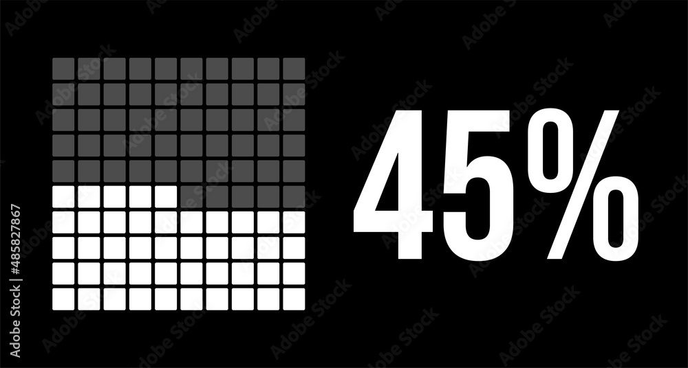 45 percent diagram, forty five percentage vector infographic. Rounded ...