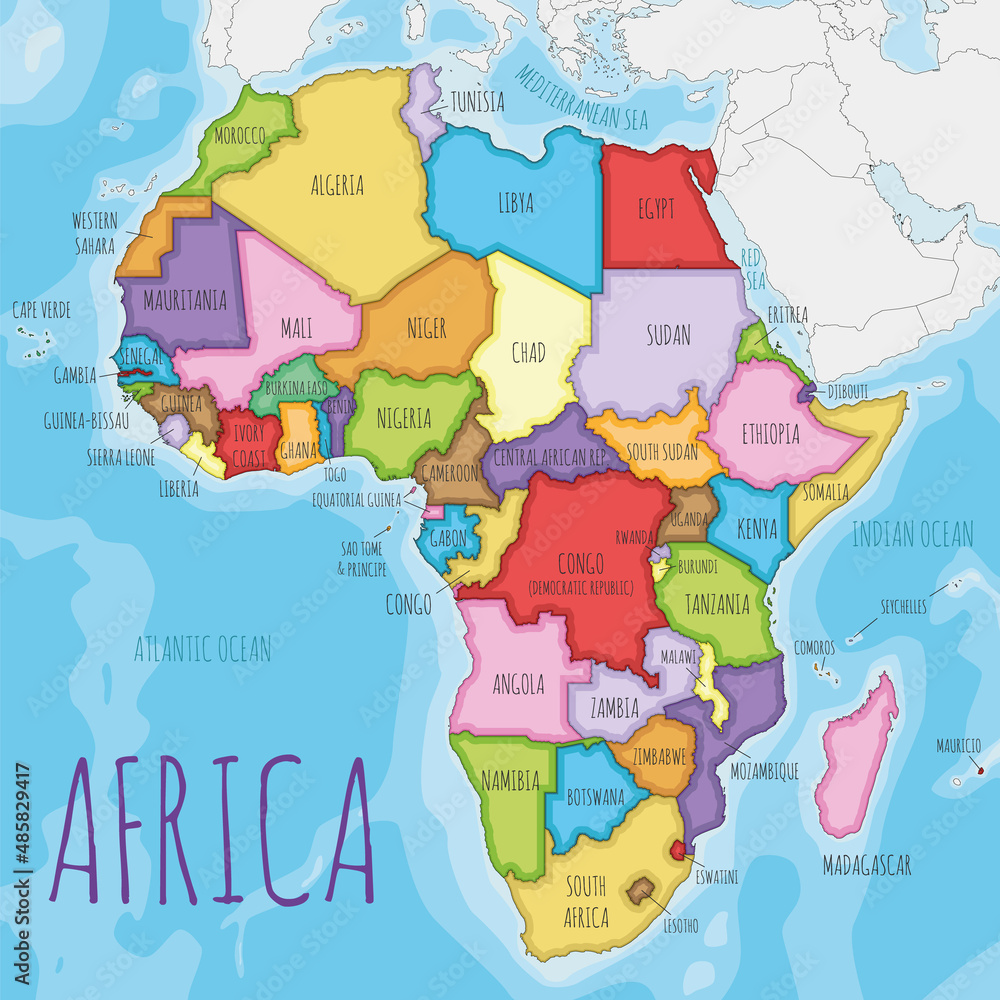 Political Map Of Africa Countries DigiAtlas.com | Africa Political And