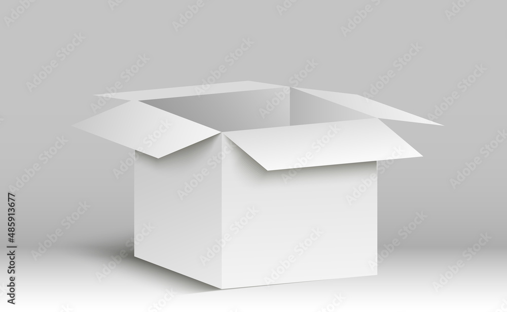 Empty packaging boxes, cube view and product package mockups 3d vector ...