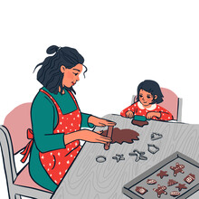 Mom And Kids Baking At Christmas Free Stock Photo - Public Domain Pictures