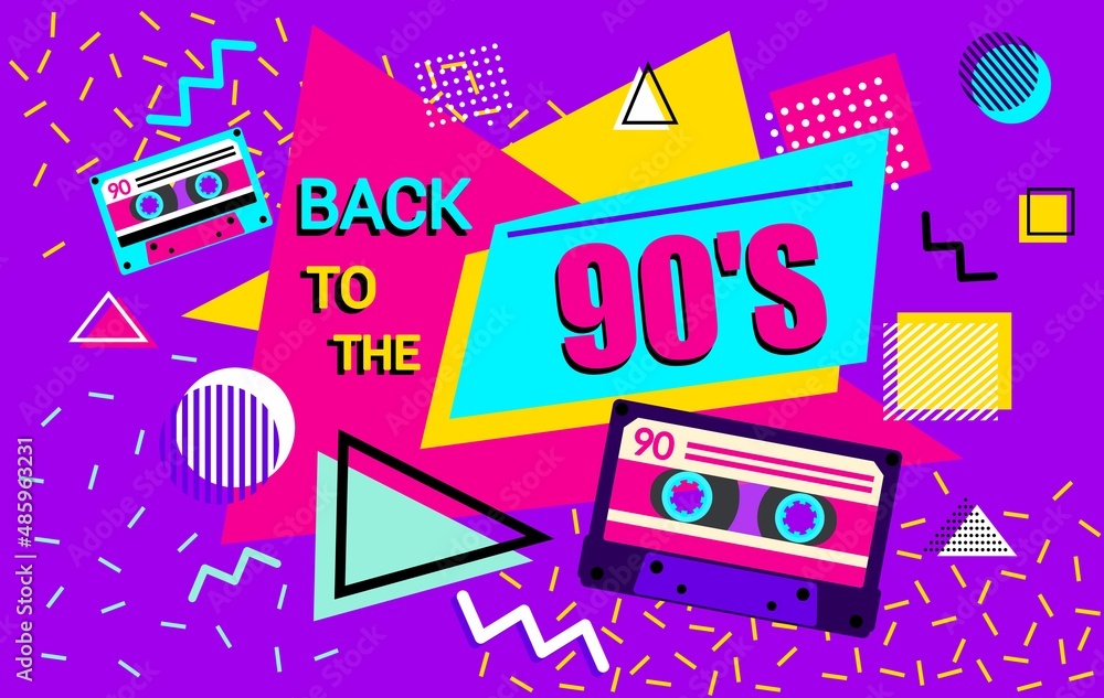 90s retro posters. Back in the 90s, 90s style background banner ...