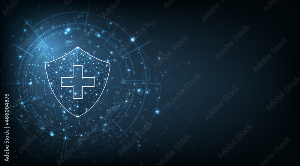 Futuristic medical healthcare shield background.Protection concept with ...