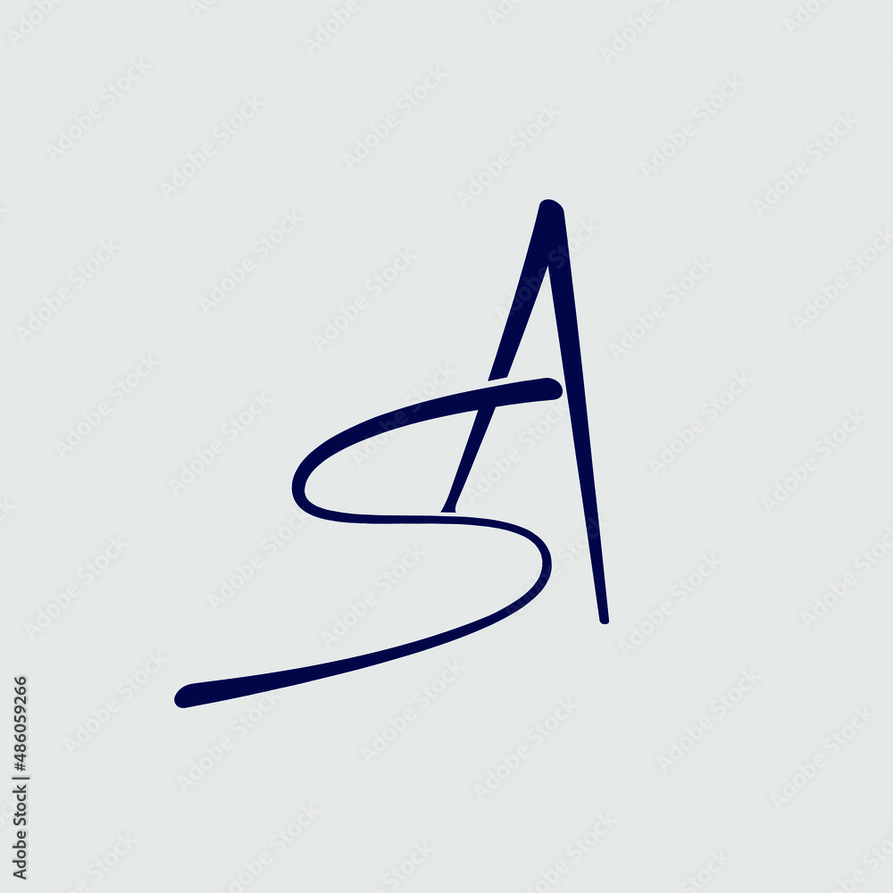 SA monogram logo.Calligraphic signature icon.Letter s and letter a ...