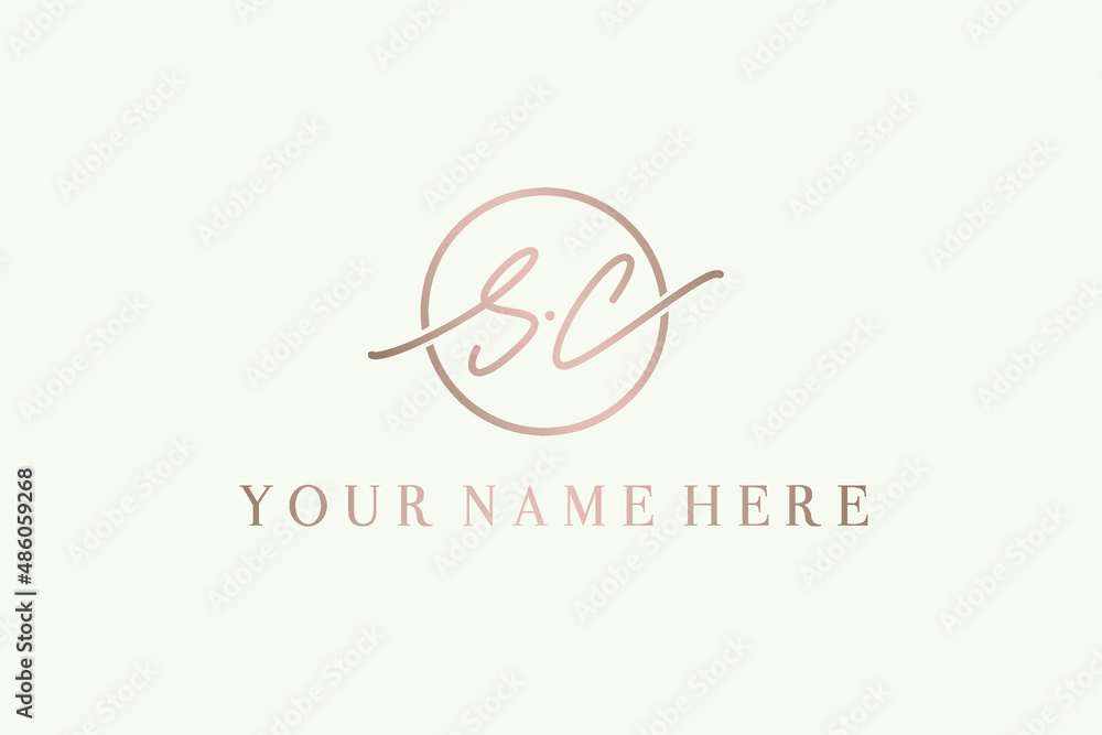 SC monogram logo.Calligraphic signature icon.Letter s and letter c ...