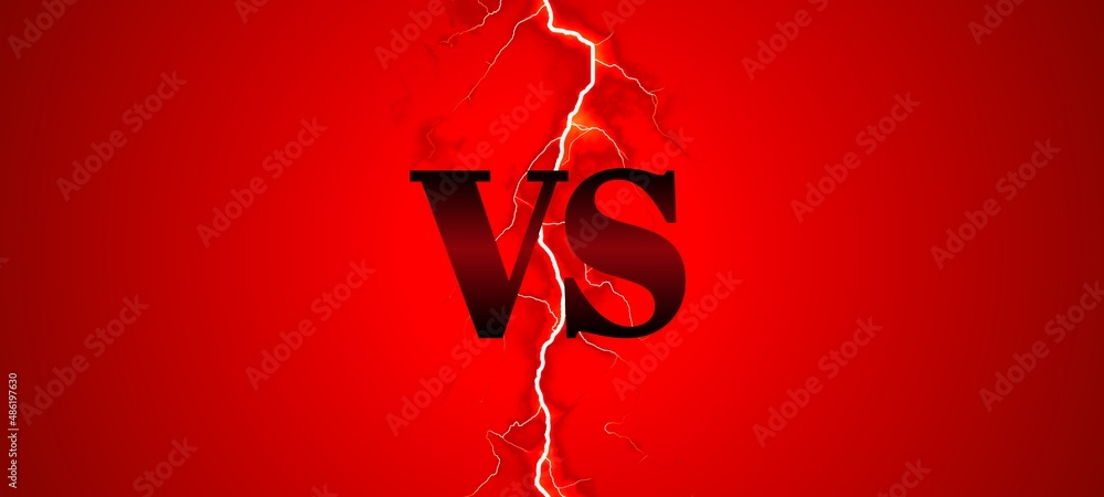 A red banner with vs text and thunder for thumbnails. Stock ...