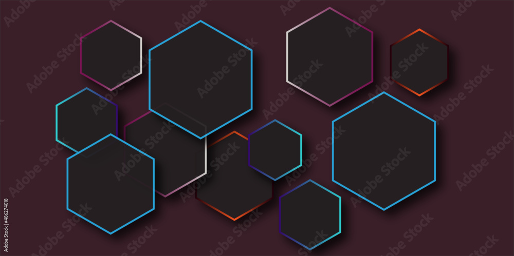 Abstract colorful technology digital hi tech hexagons concept background. Abstract background of ...