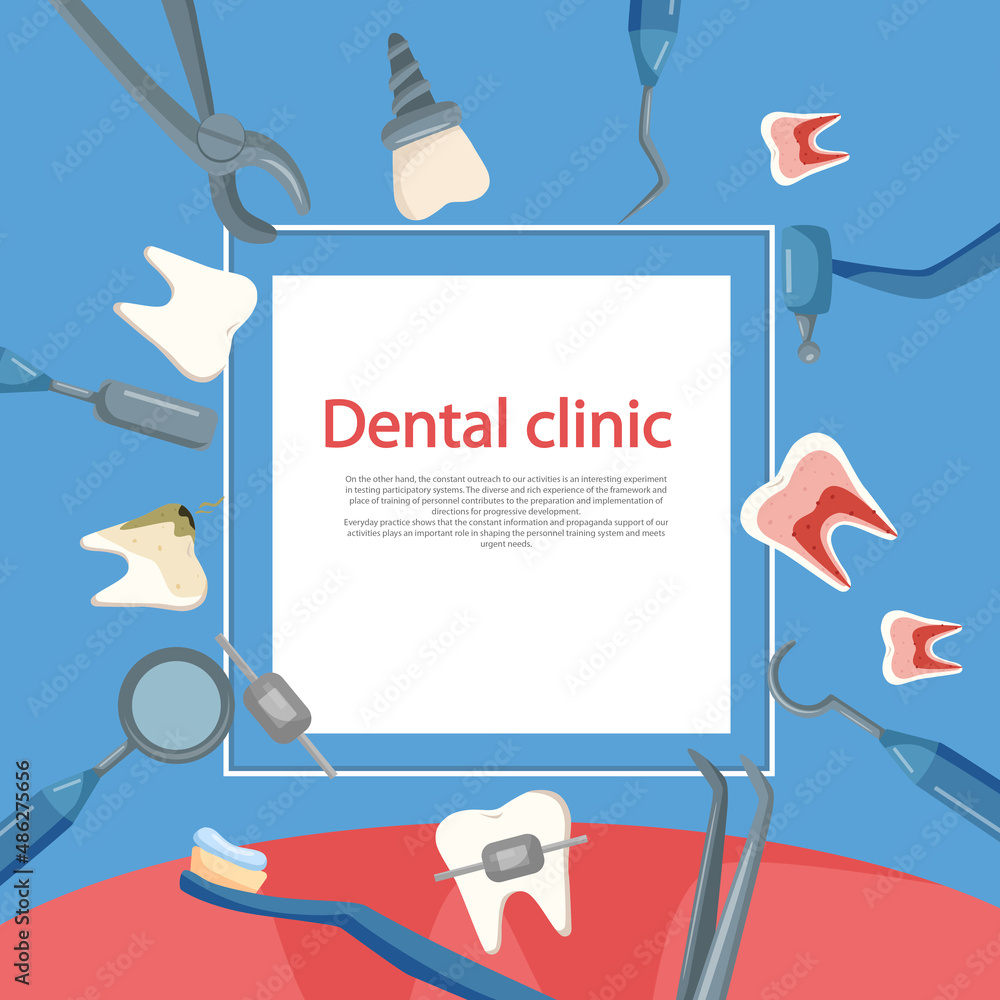Dental concept frame. Teeth at different stages of treatment. Vector ...