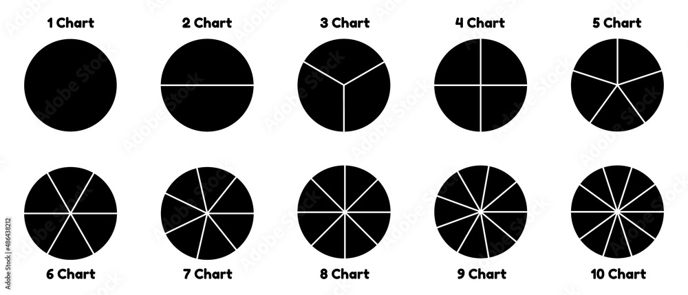 Pie Charts - .Different Subdivisions - Vector Illustrations Set ...