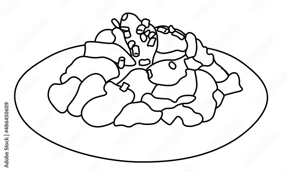 bulgogi drawing coloring template with scallion sprinkles line art ...