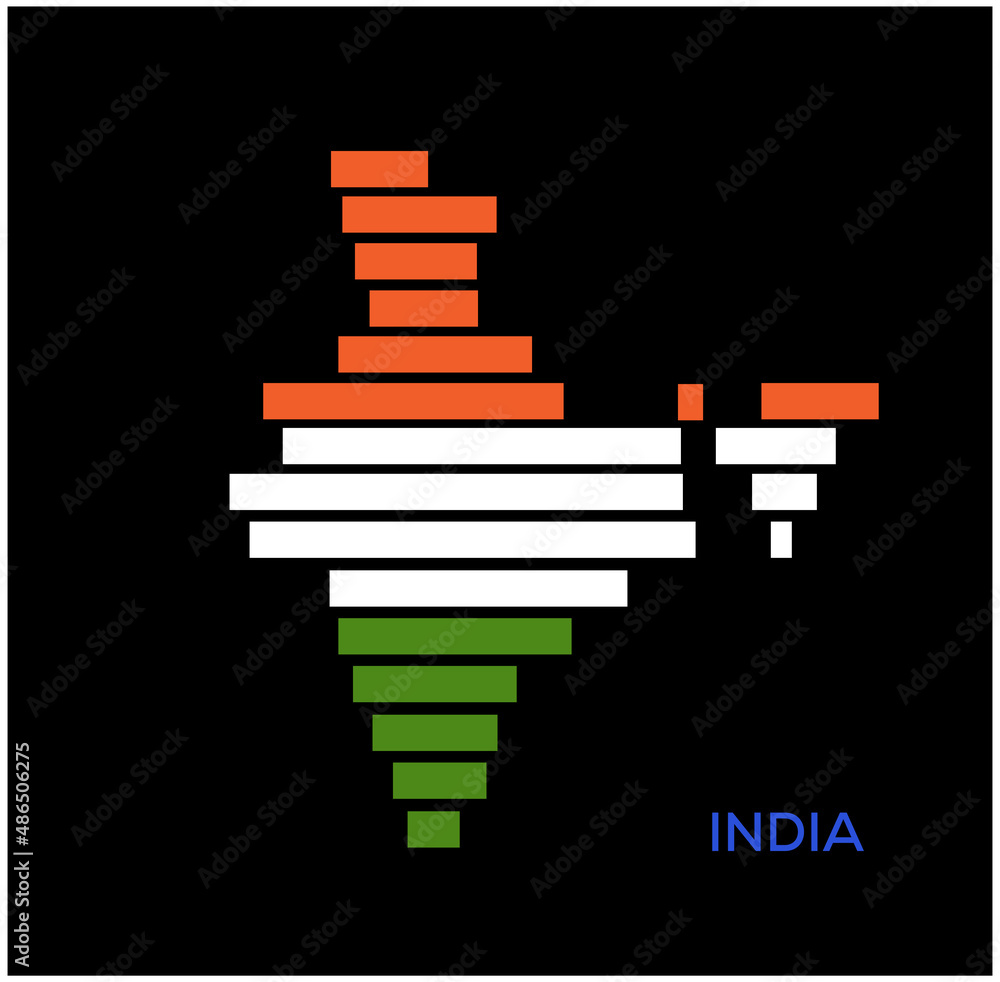 Ilustración de Stock INDIA map with 3 colors in strips work. India map ...