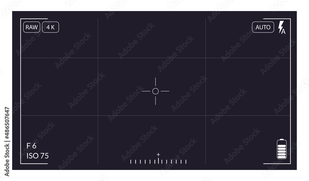 Vetor Camera viewfinder. Focusing screen recording. Black screen camera ...