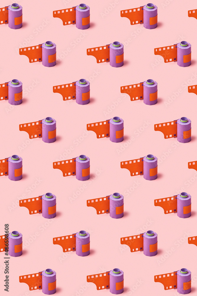 Pattern of papercraft rolls of films Stock Photo | Adobe Stock