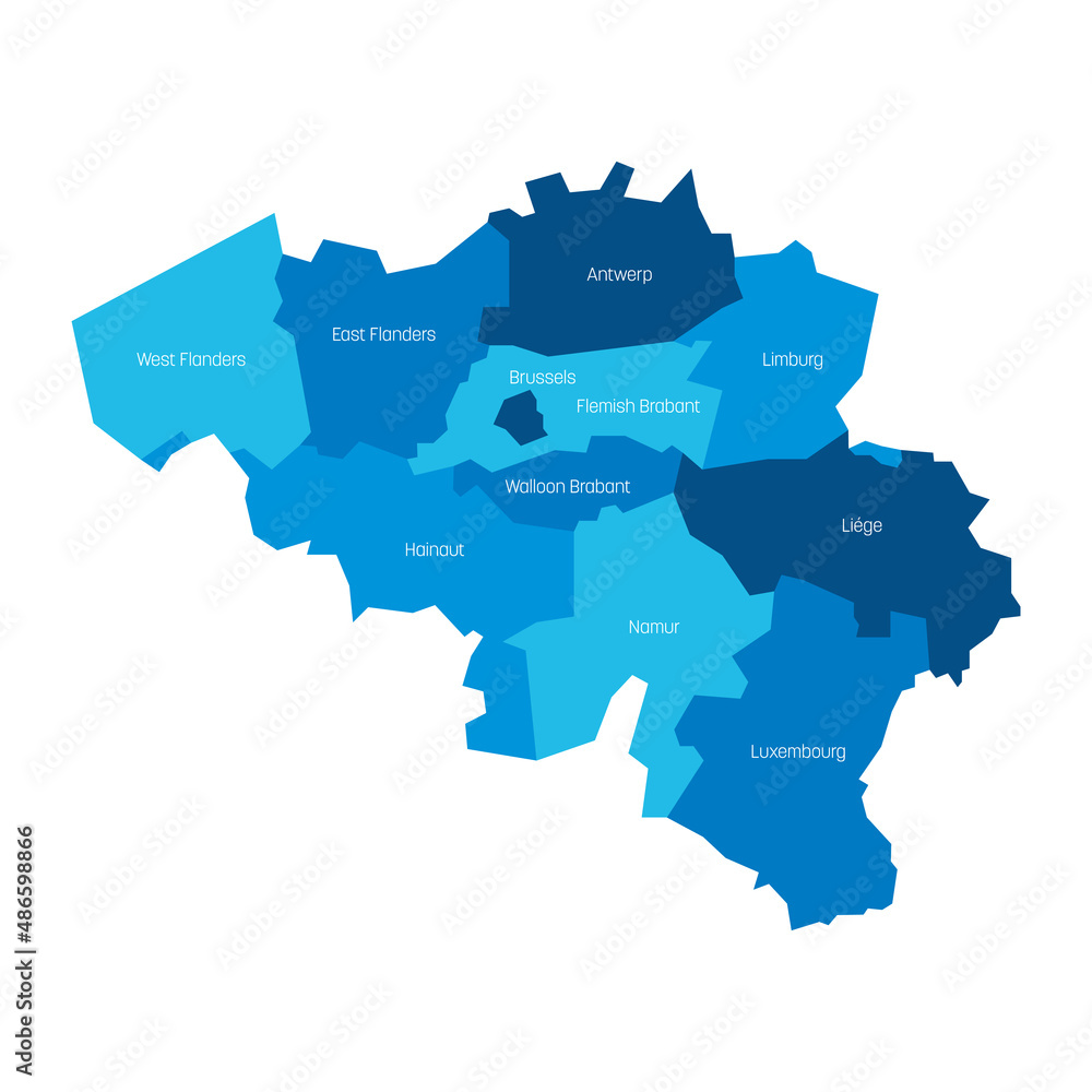 Belgium - administrative map of provinces Stock Vector | Adobe Stock