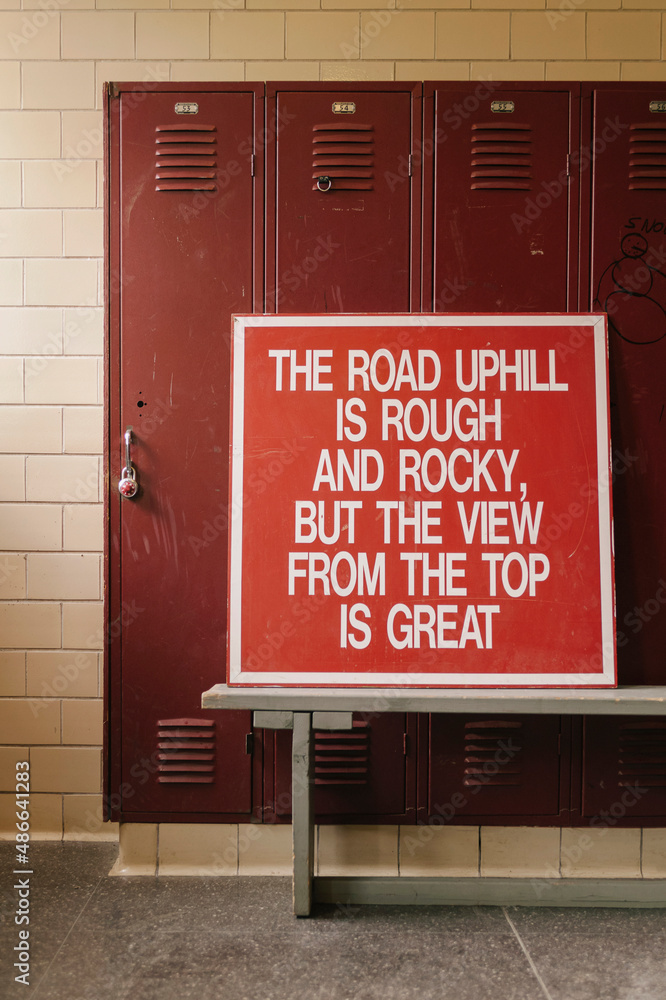 Inspirational signs in Locker room Stock Photo | Adobe Stock