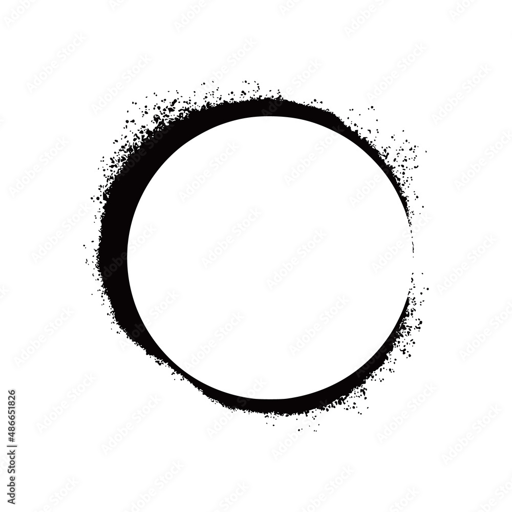 Stencil spray paint circle frame. Grunge graffiti style black frame ...