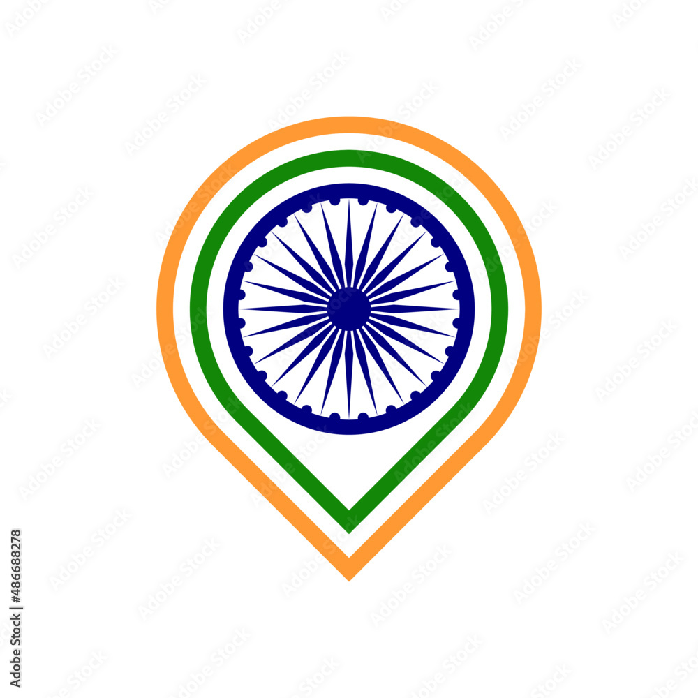 map pin icon of india flag. vector illustration isolated on white background Stock Vector ...