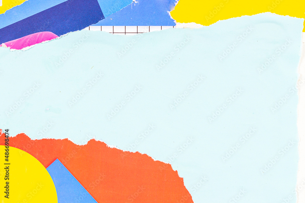 Old grunge ripped torn collage posters creased crumpled paper placard ...