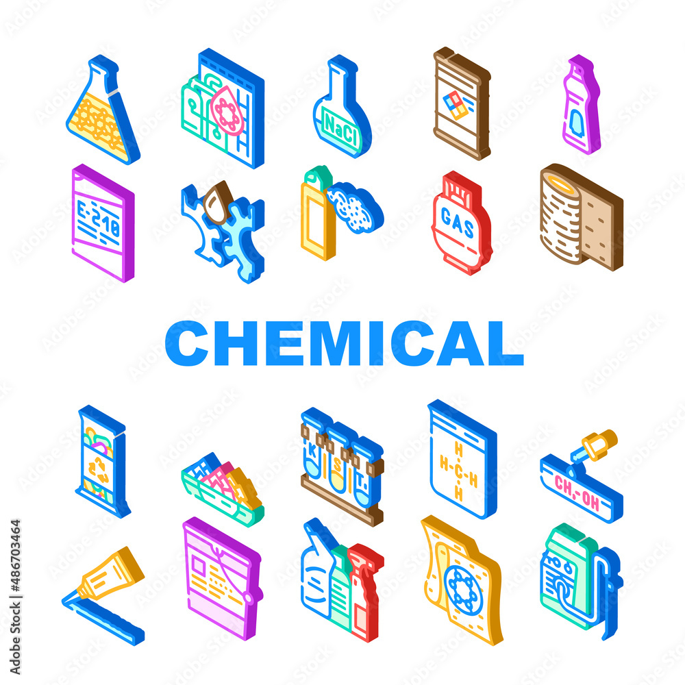 Chemical Industry Production Icons Set Vector. Specialty Chemical ...