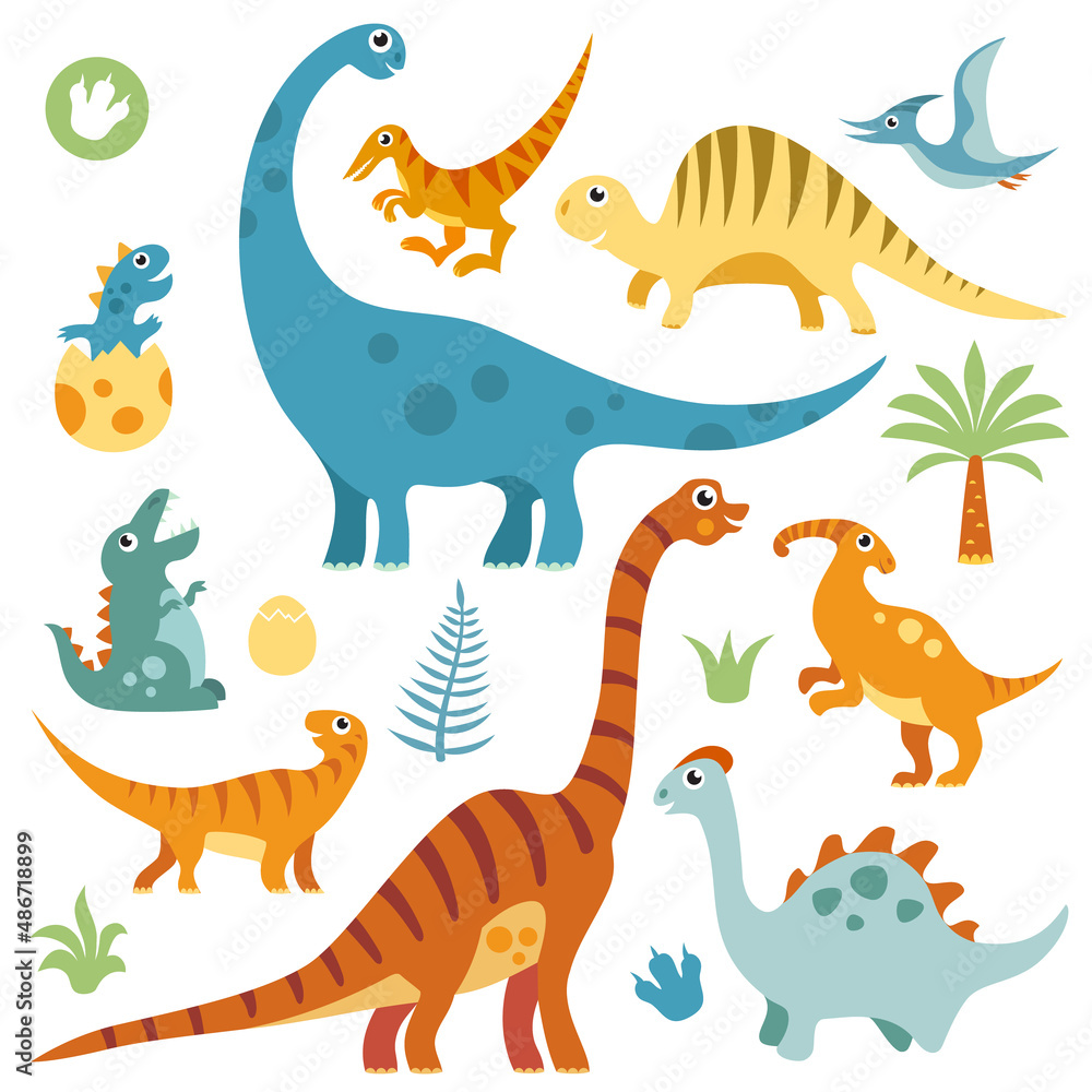 Cute dinosaurs clipart set Stock Vector | Adobe Stock