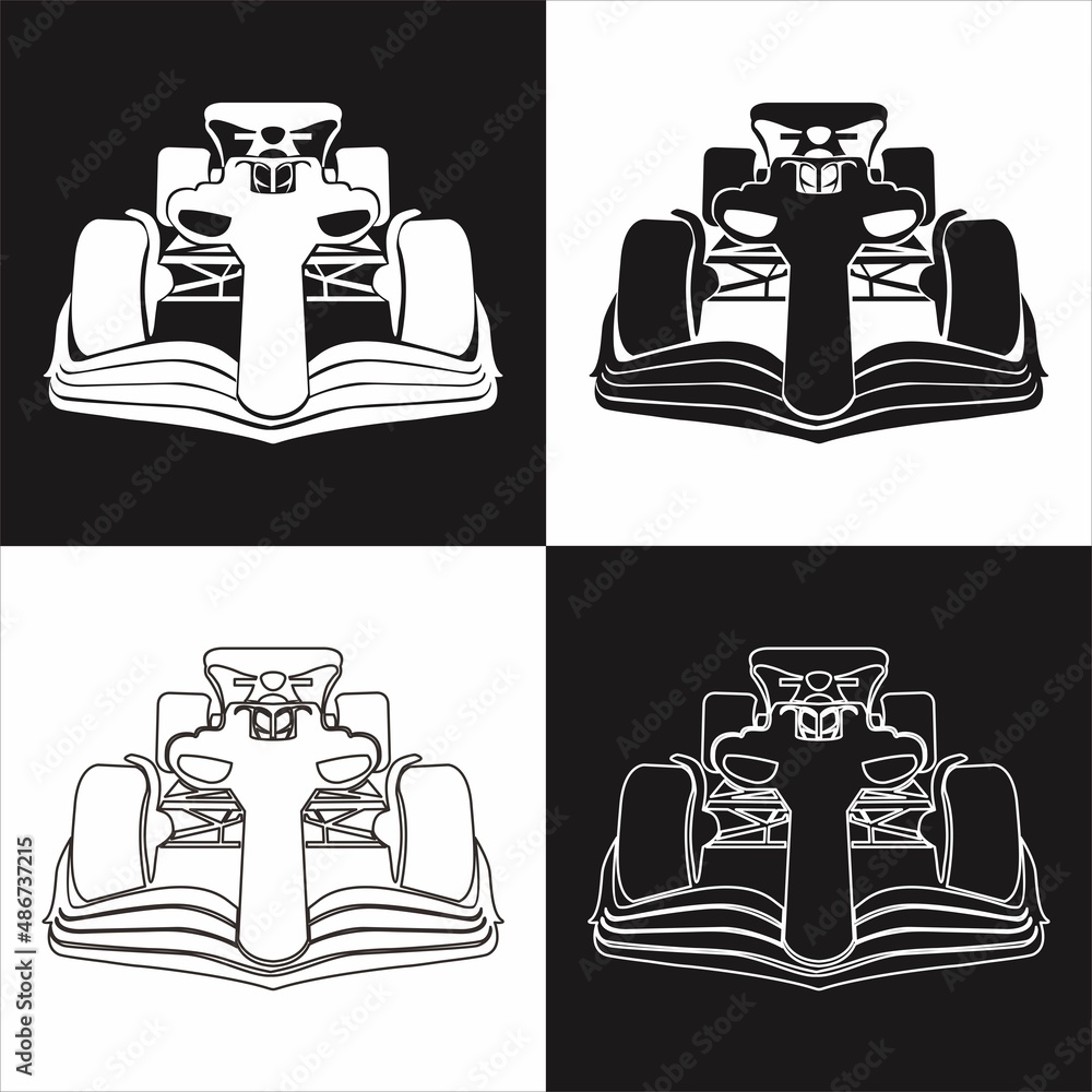 Vector de Stock Formula racing car front view, isolated vector ...