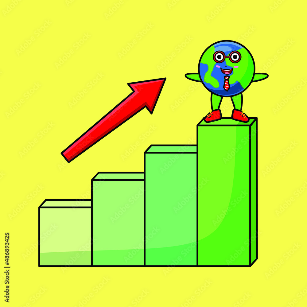 Earth cute businessman mascot character with a inflation chart cartoon ...