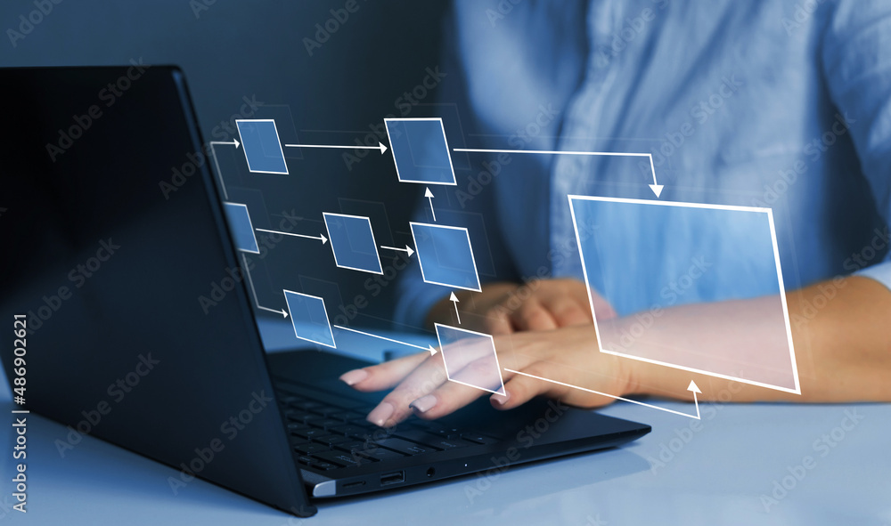Scheme of hierarchy management of corporate and processing management.Business process and ...