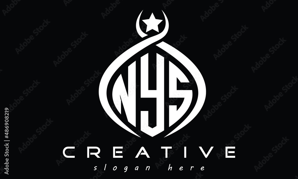 NYS three letters monogram curved oval initial logo design, geometric ...