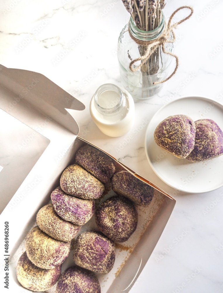 Filipino pandesal ube cheese Stock Photo | Adobe Stock