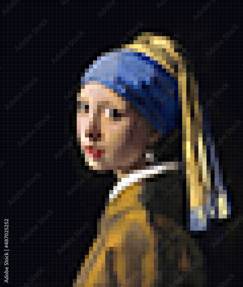 Low poly Girl with a pearl earring. Famous paintings. Creative modern ...
