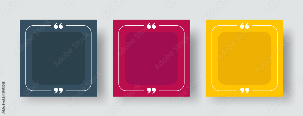Empty Quote Frames Template Set. Blank Text Box Quote Frame Borders ...