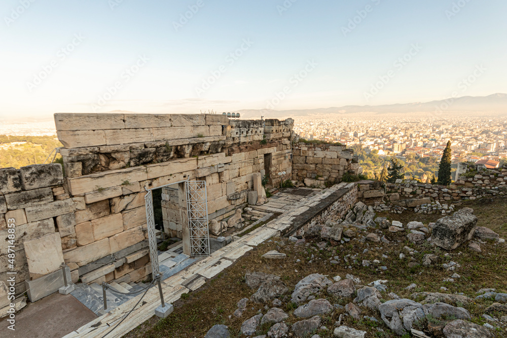 Athens, Greece. The Beule Gate and Propylaea, the monumental gateway to ...