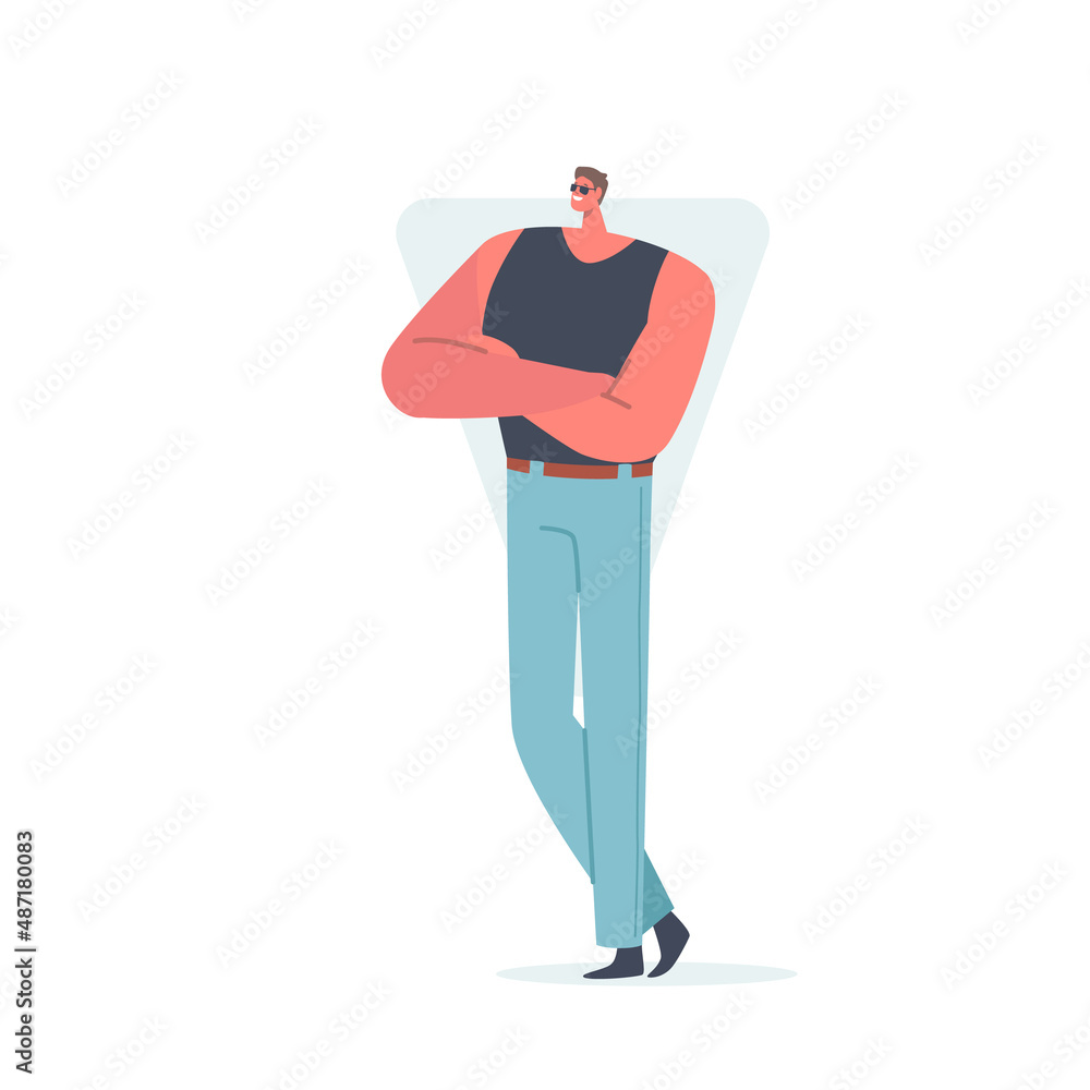 Man with Inverted Triangle Body Shape Posing in Jeans and Black Singlet ...