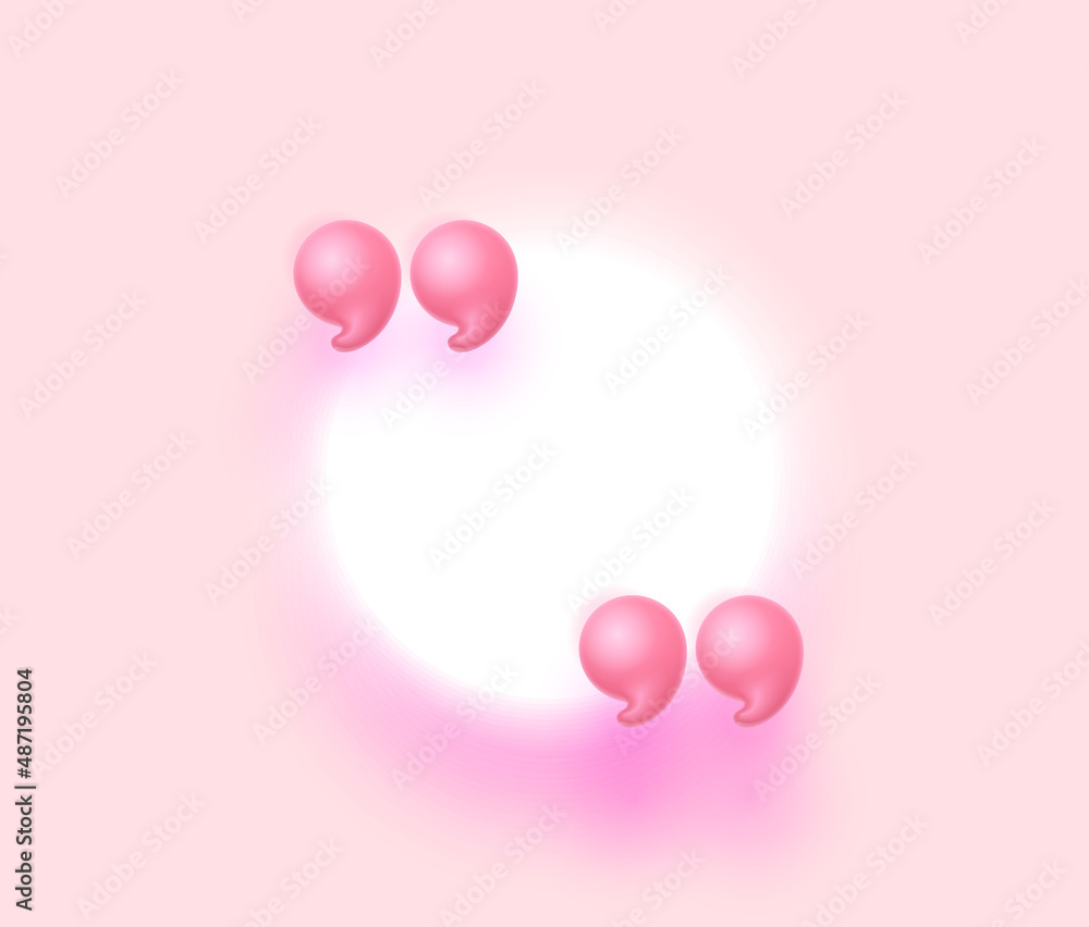 3d quote realistic render design in cute cartoon style volumetric icons ...