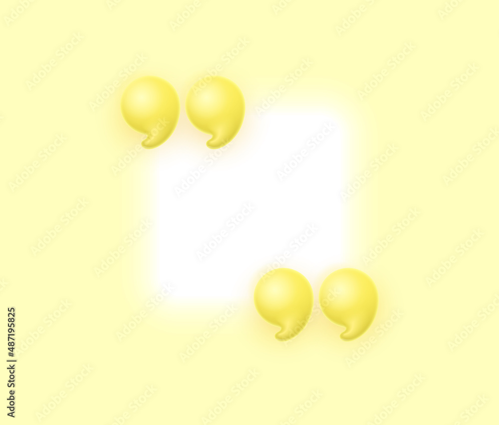 3d quote realistic render design in cute cartoon style volumetric icons ...