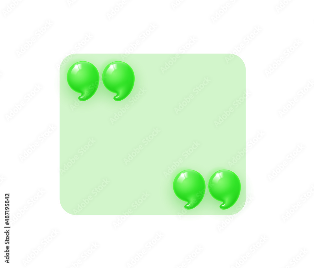 3d quote realistic render design in cute cartoon style volumetric icons ...