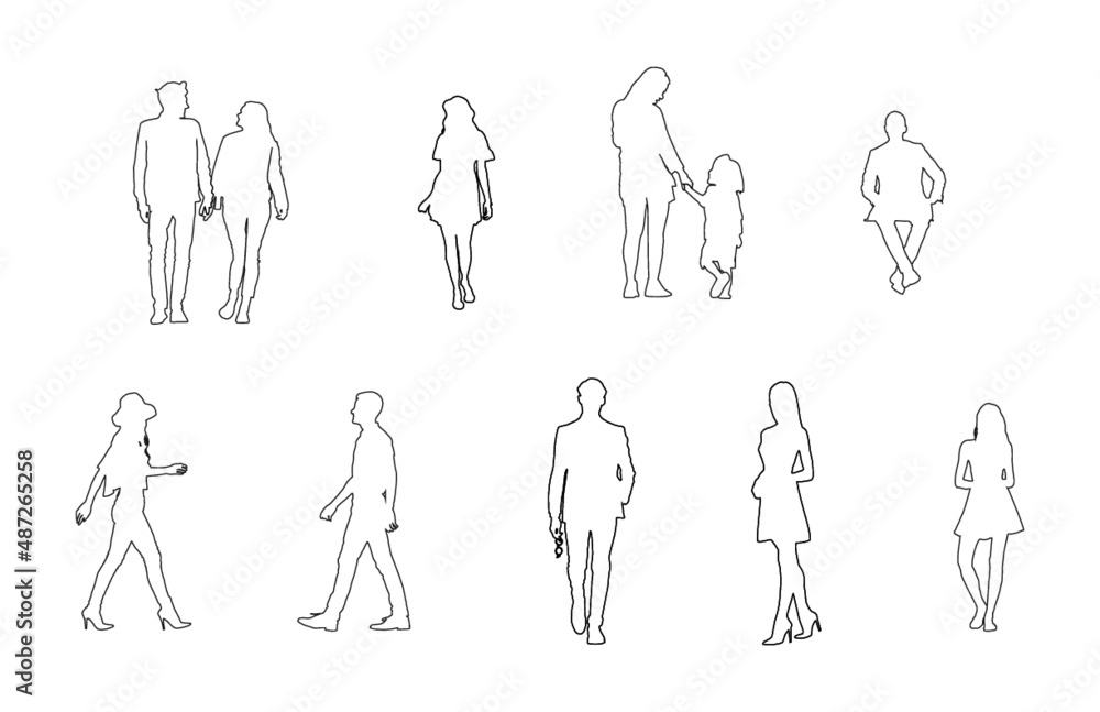 Scale Figure Outline Silhouettes Stock Vector | Adobe Stock