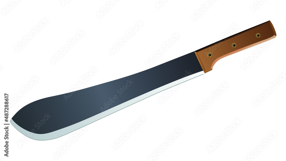 Large machete, big knife isolated on white background. Vector short ...