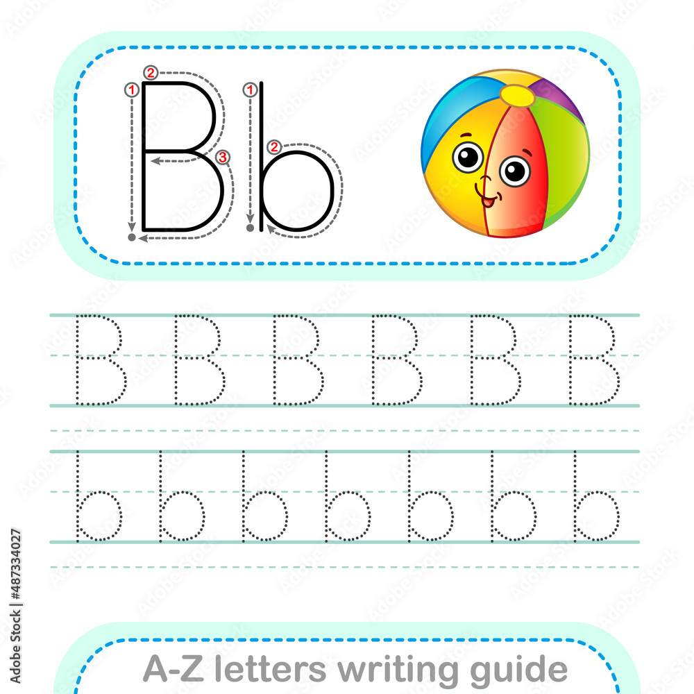 Letter Writing Guide. Worksheet Tracing letters B. Uppercase and ...