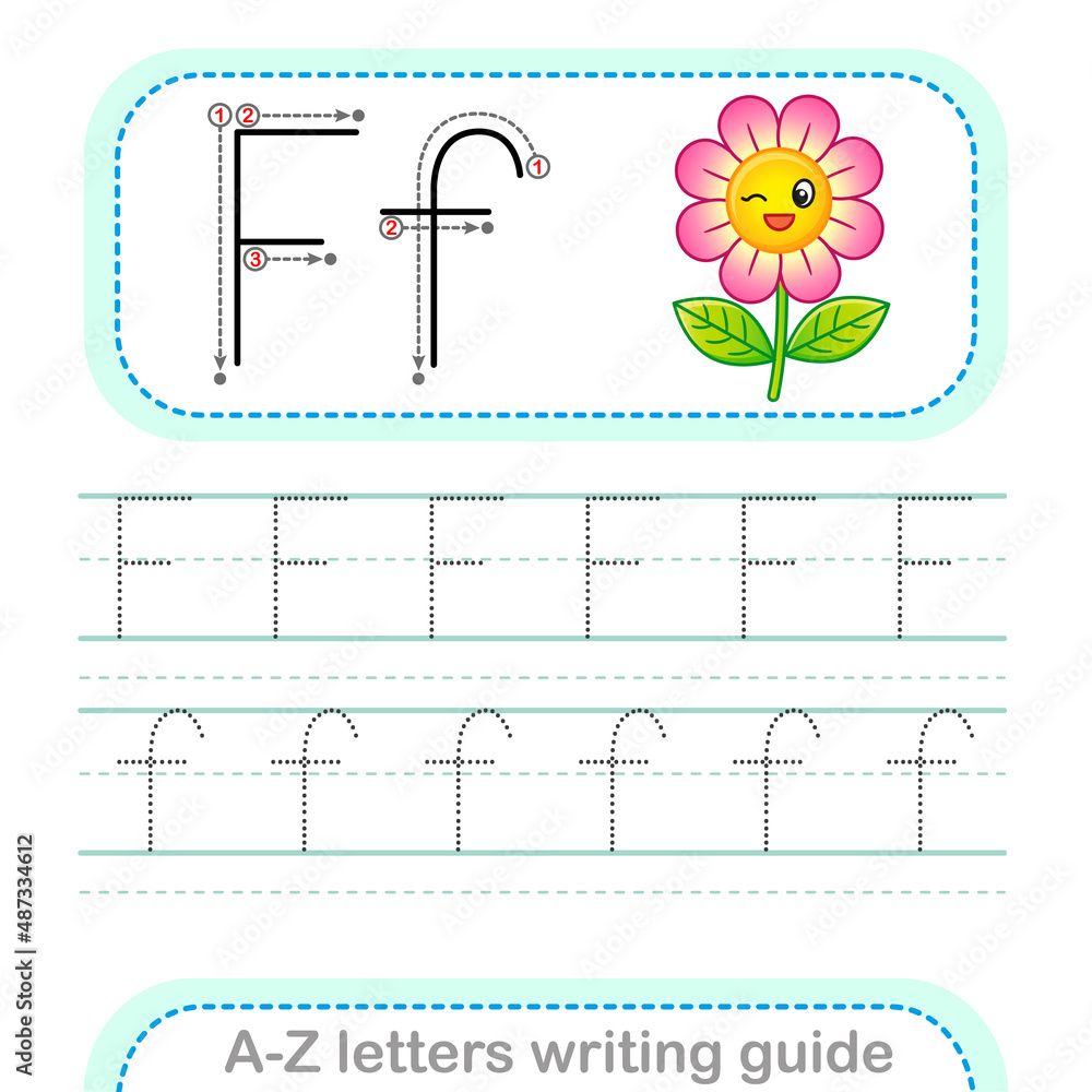 Letter Writing Guide. Worksheet Tracing letters F. Uppercase and ...
