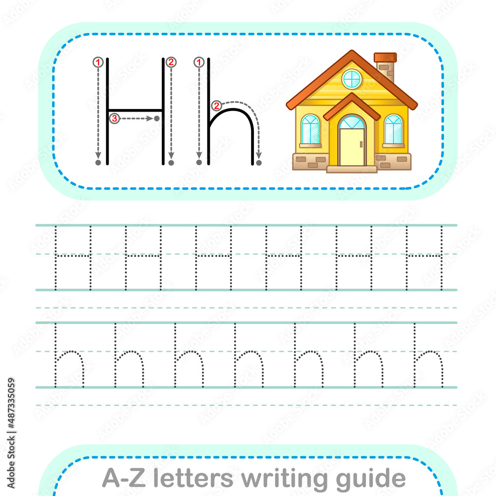Letter Writing Guide. Worksheet Tracing letters H. Uppercase and ...