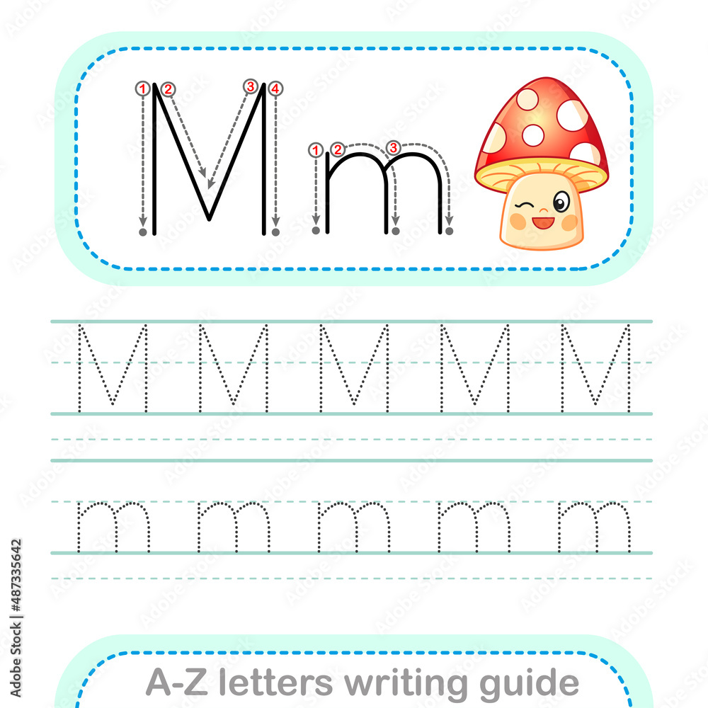 Letter Writing Guide. Worksheet Tracing letters M. Uppercase and ...