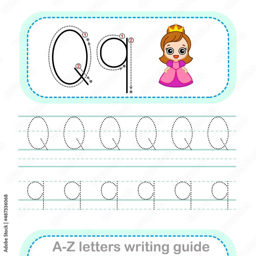 Letter Writing Guide. Worksheet Tracing letters Q. Uppercase and ...