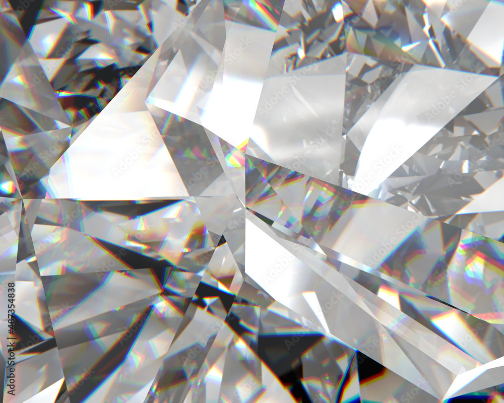 Realistic diamond crystal with caustic close up texture background 3D ...