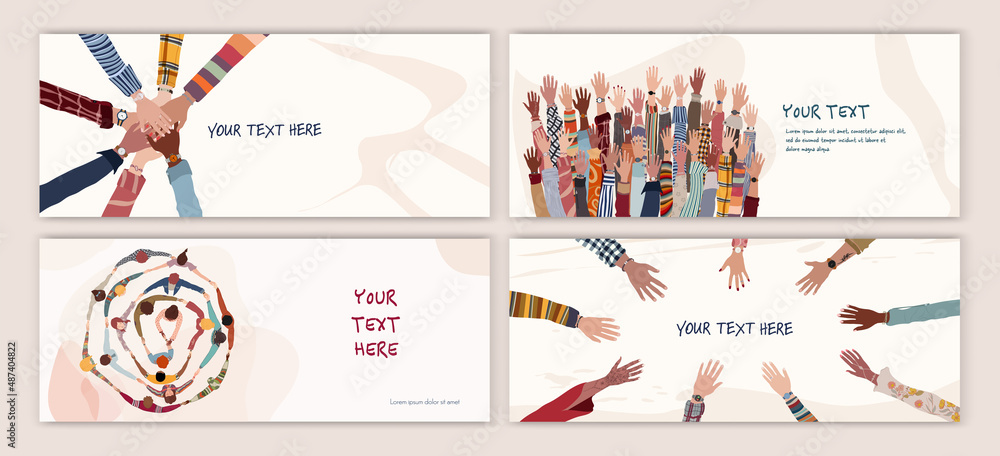 Volunteer people group concept banner - cover - poster editable ...