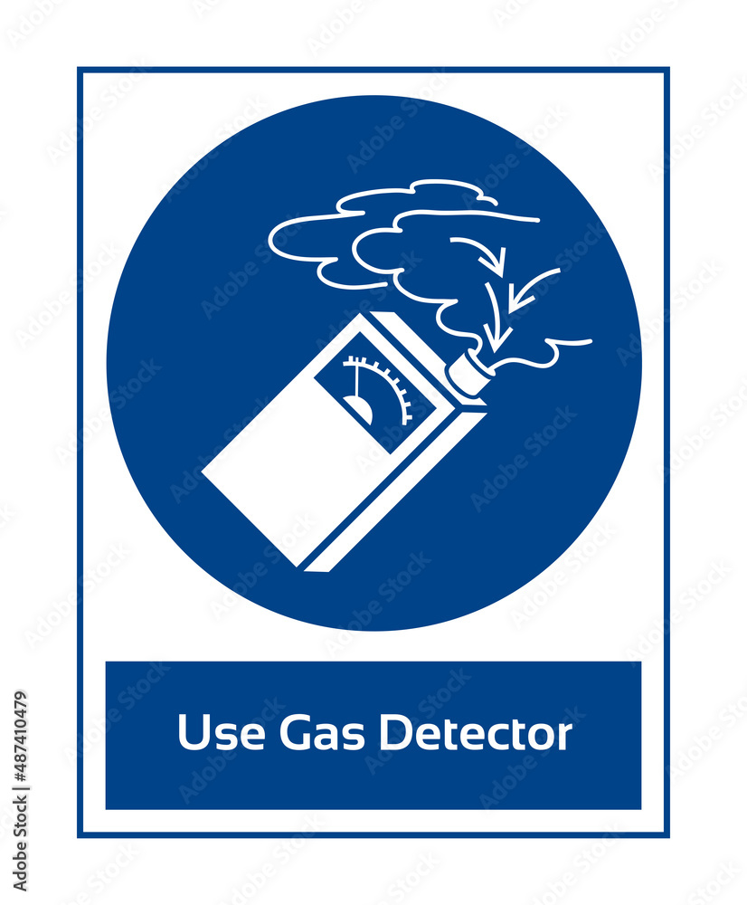 Use Gas Detector. Mandatory Sign. Work Safety Equipment Signs In White ...