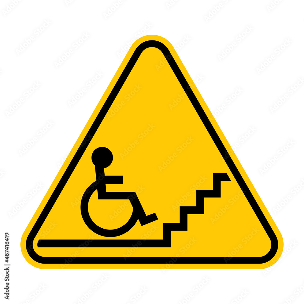 Image vectorielle Stock Obstacle for wheelchair warning sign. Vector ...